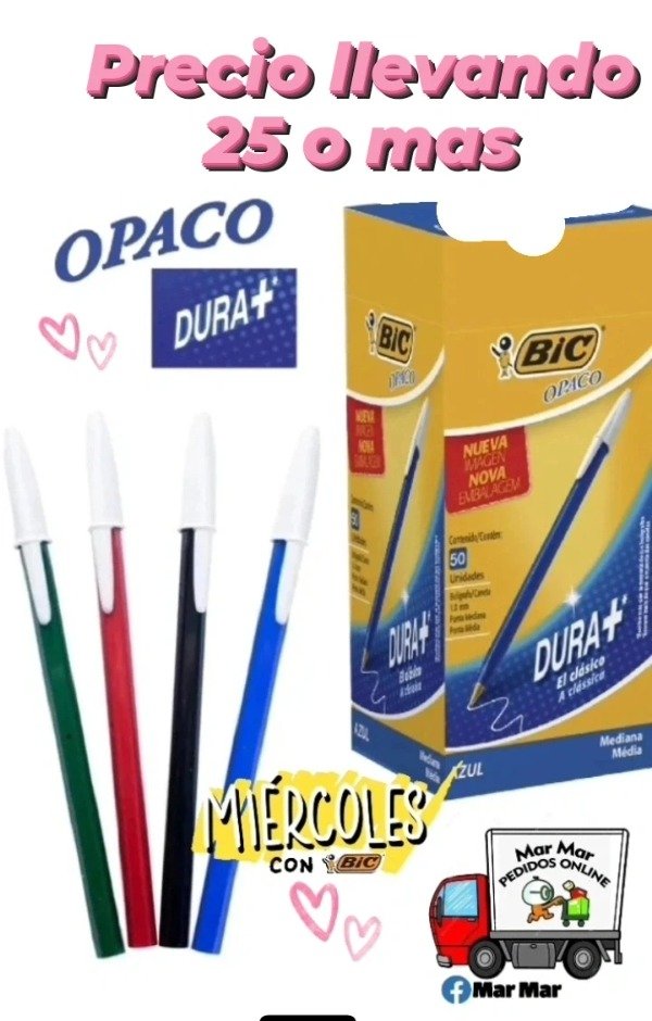 Lapicera bic trazo grueso (cantidad) - marmar-tienda