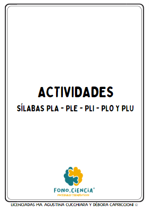 ACTIVIDADES SÍLABAS: pla, ple, pli, plo y plu - Fonociencia