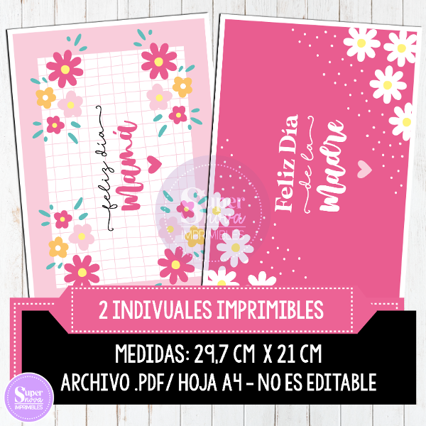 KIT IMPRIMIBLE FELIZ DÍA MAMÁ INDIVIDUALES - Supernova Imprimibles