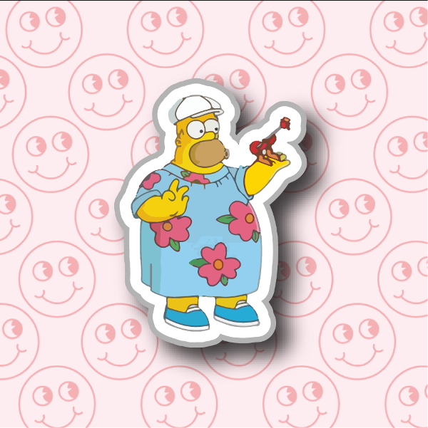 Homero con camisa floreada - Tienda de Stickers